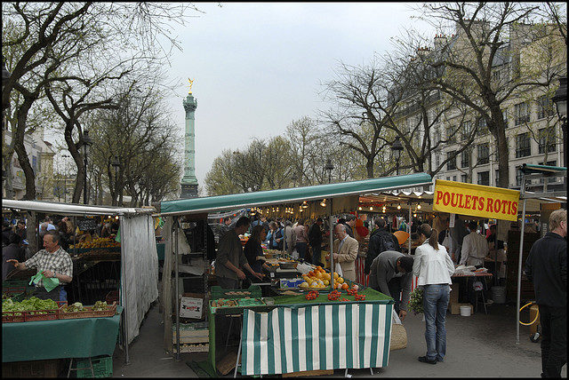 Bio, baguettes and Breton crêpes at Bastille's bustling market